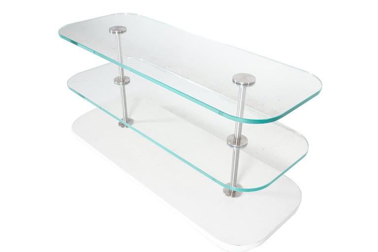 Contemporary 3-Tier Laminate Stainless and Glass Display For Sale at ...