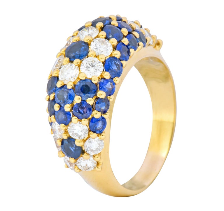 Contemporary 5.06 Carat Sapphire Diamond 18 Karat Gold Bombay Floral ...