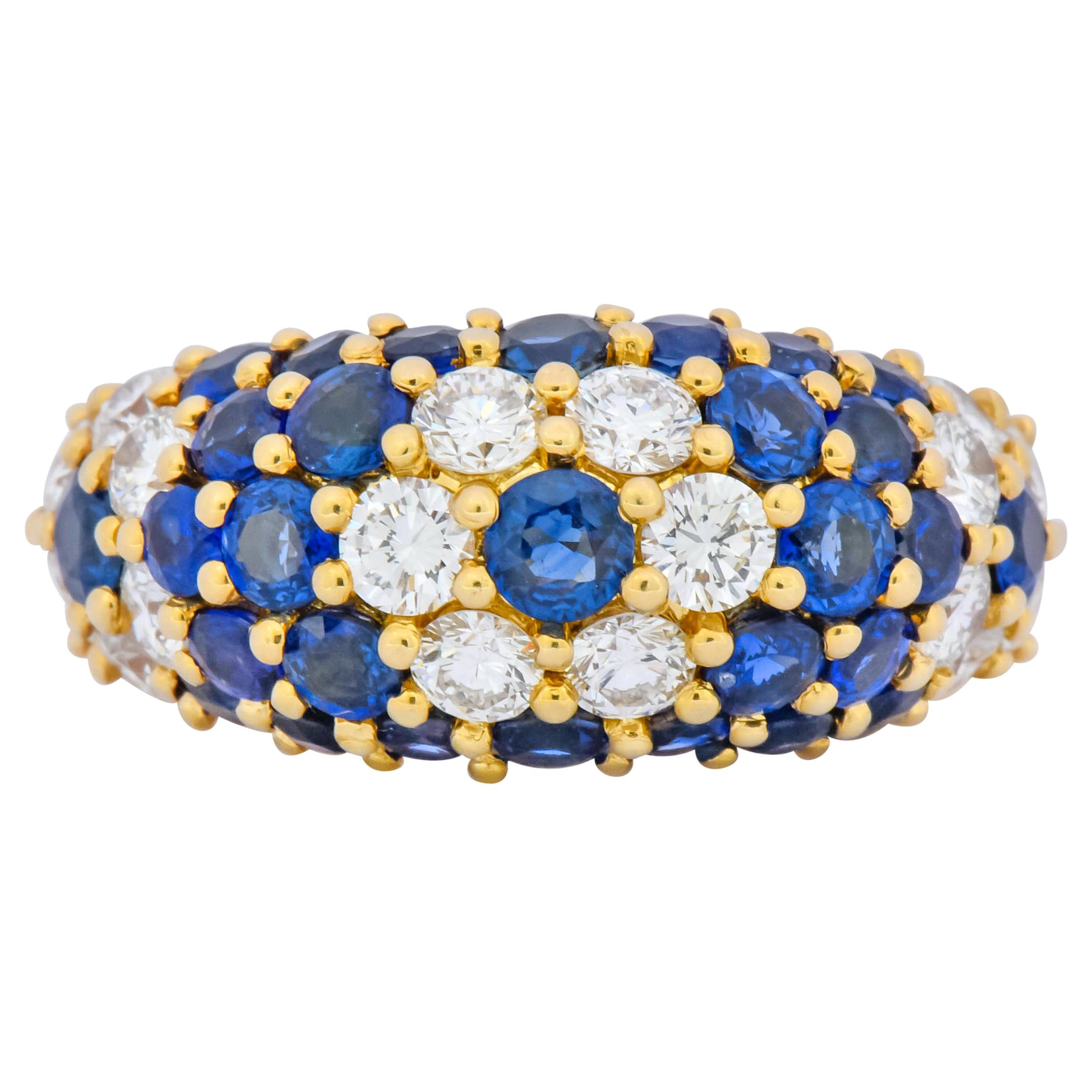 Contemporary 5.06 Carat Sapphire Diamond 18 Karat Gold Bombay Floral ...