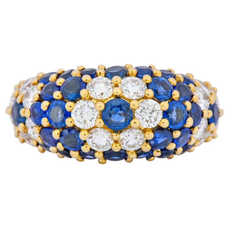 Contemporary 5.06 Carat Sapphire Diamond 18 Karat Gold Bombay Floral ...