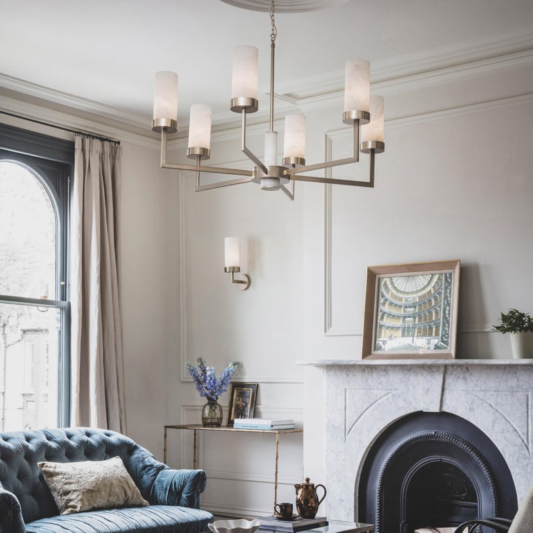 Contemporary Gold Alabaster 6-Arm Compass Chandelier by Tigermoth ...