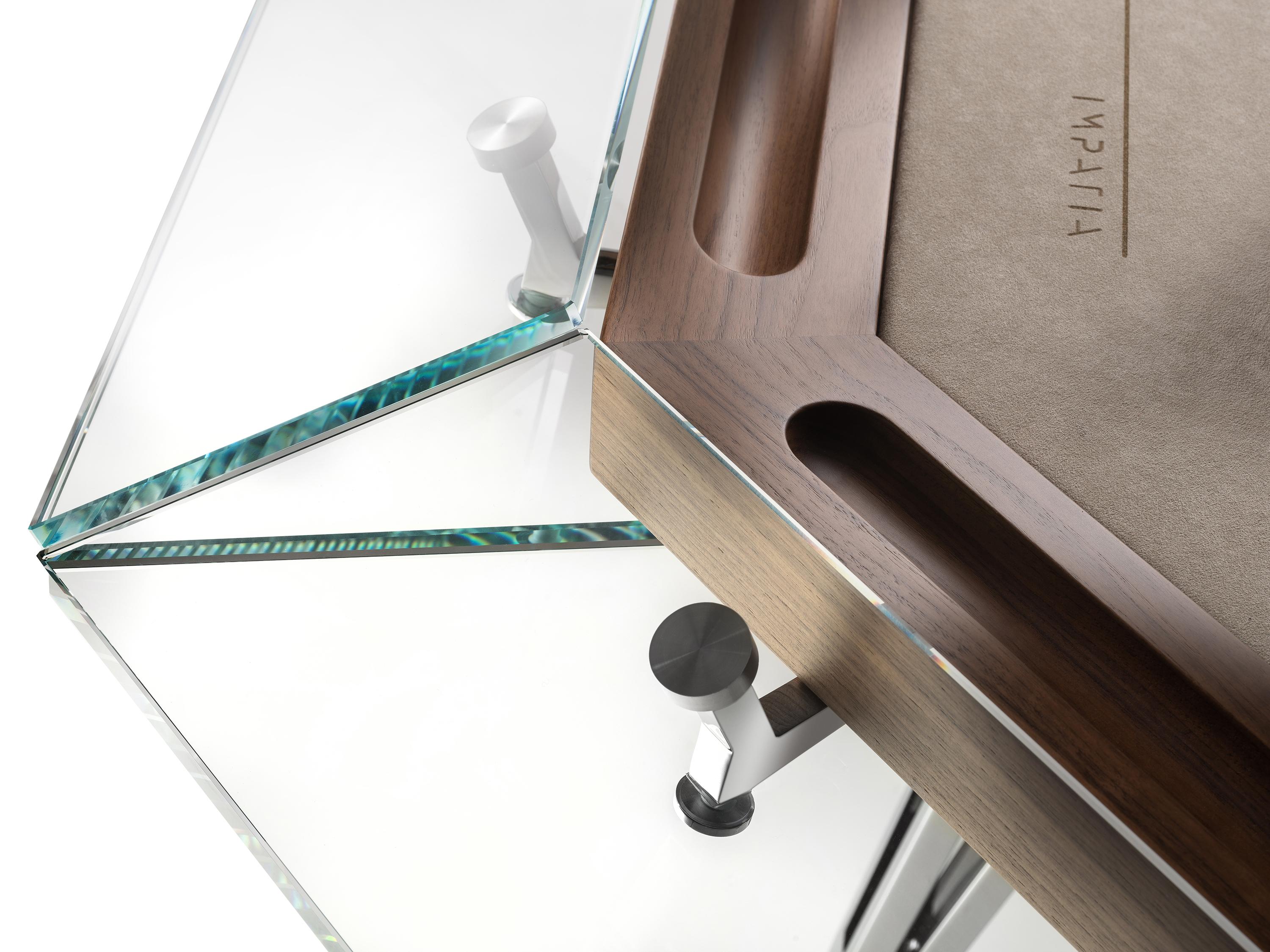 Contemporary 8 Players Walnut Wood and Glass Poker Table by Impatia For ...