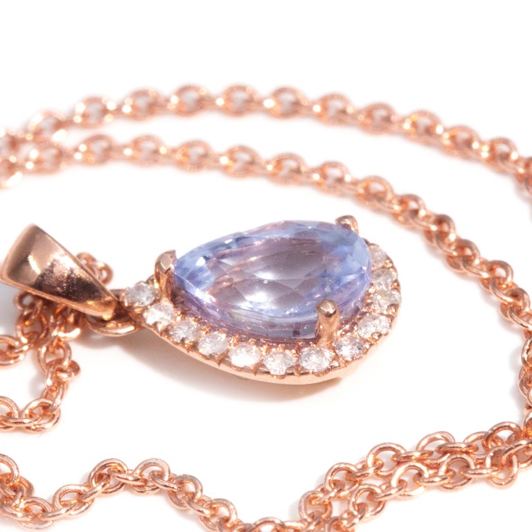 Contemporary 9 Carat Rose Gold Ceylon Sapphire and Diamond Halo Cluster ...