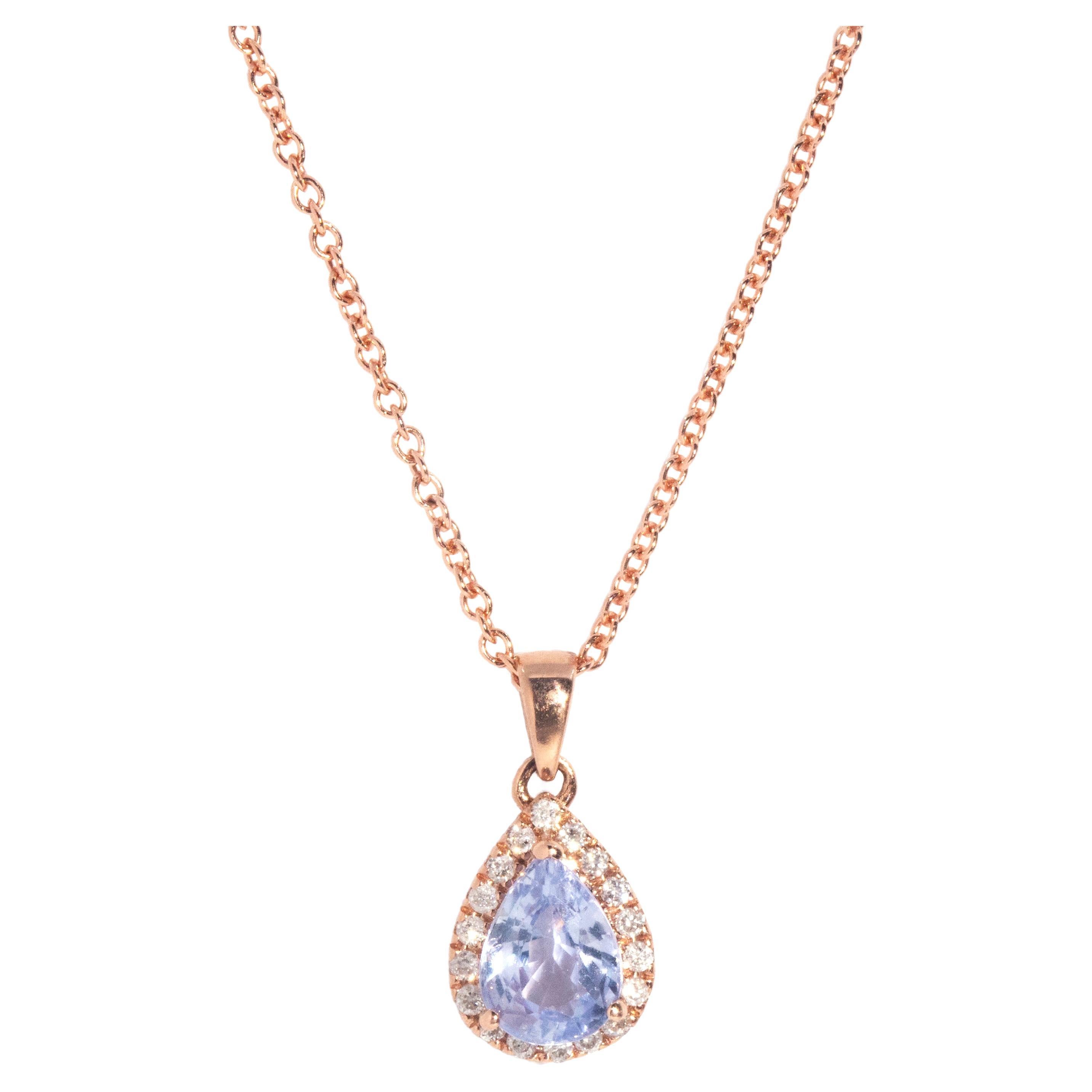 Sapphire and Diamond Cluster Pendant For Sale at 1stDibs