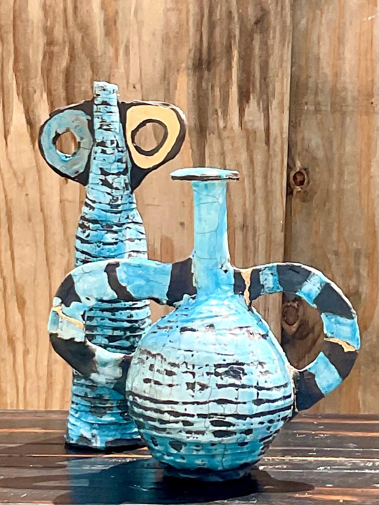 Contemporary Abstract Absurdism Raku Fired Pottery Signed Heck at ...