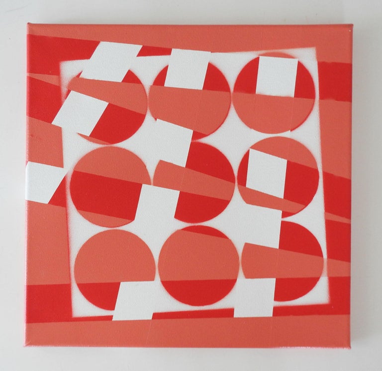 Contemporary Abstract Color Block Red White Painting For Sale at 1stDibs