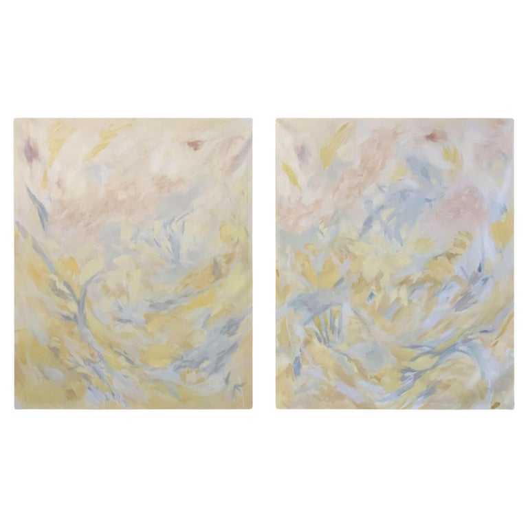 Contemporary Abstract Diptych in Oil on Canvas For Sale at 1stDibs