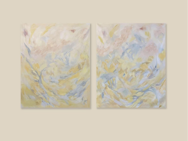 Contemporary Abstract Diptych in Oil on Canvas For Sale at 1stDibs