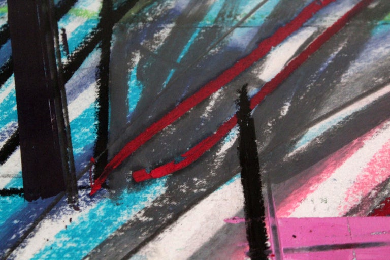 Contemporary Abstract Expressionist Mixed Media Pastel on Paper Signed ...