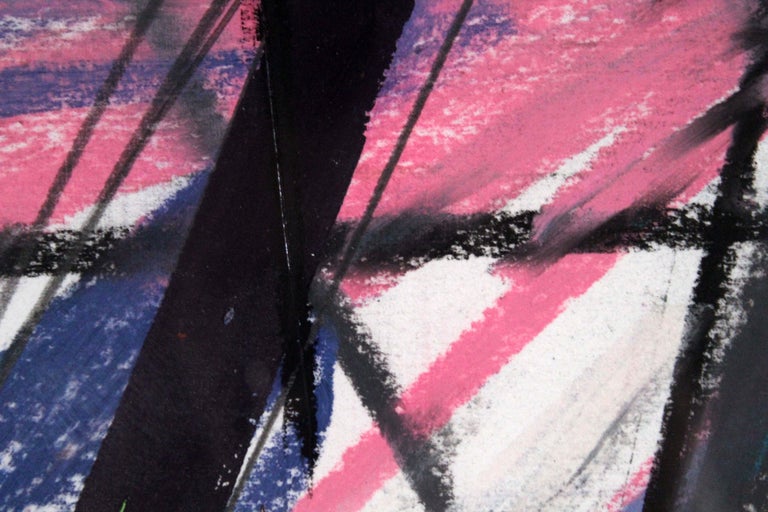Contemporary Abstract Expressionist Mixed Media Pastel on Paper Signed ...