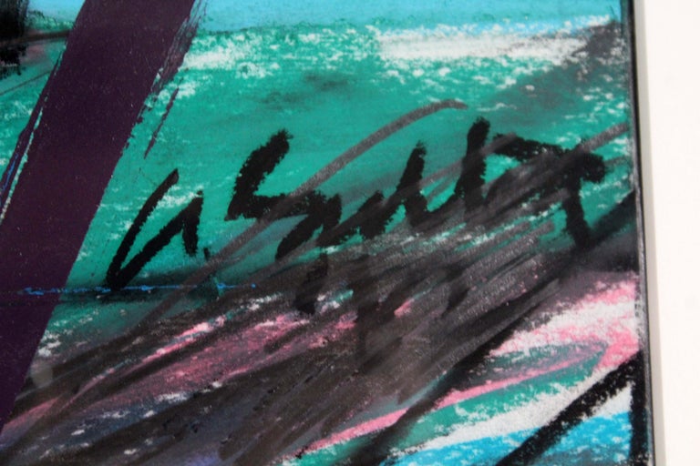 Contemporary Abstract Expressionist Mixed Media Pastel on Paper Signed ...