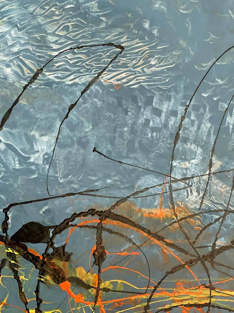 Contemporary Abstract Georges Mathieu Style Painting For Sale at 1stDibs