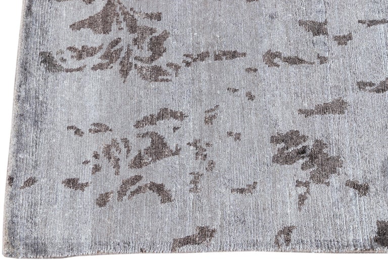 Contemporary Abstract Grey Silk Area Rug at 1stDibs | silk area rugs ...