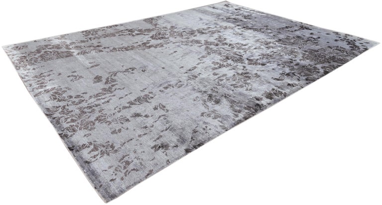 Contemporary Abstract Grey Silk Area Rug at 1stDibs | silk area rugs ...