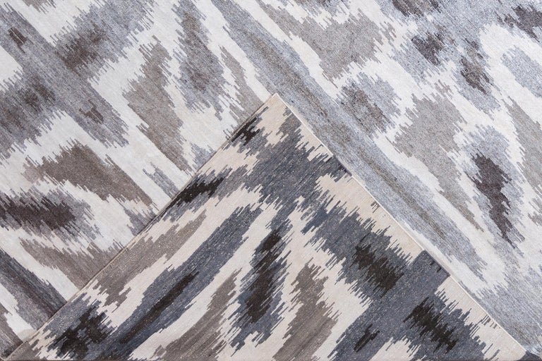 Contemporary Abstract Grey and White Silk Rug For Sale at 1stDibs ...