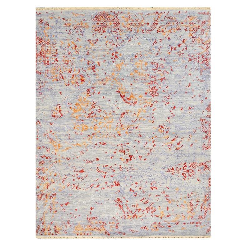 Contemporary Abstract Handmade Silk and Wool Rug For Sale at 1stDibs