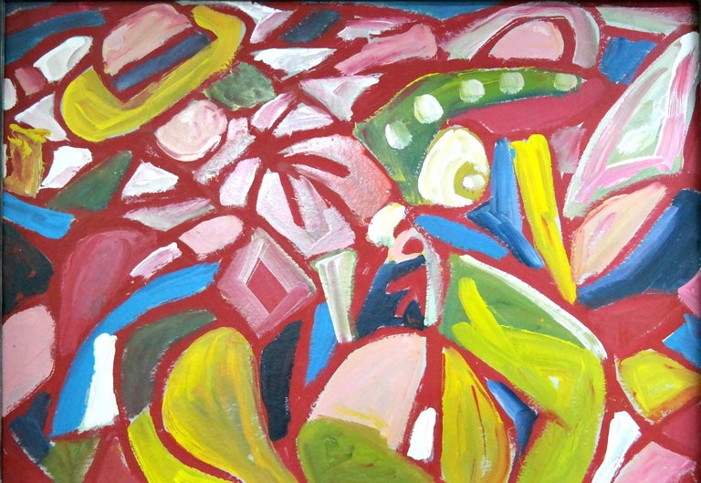 Contemporary Abstract Painting by Miklos Nemeth in Carved Wood Frame ...