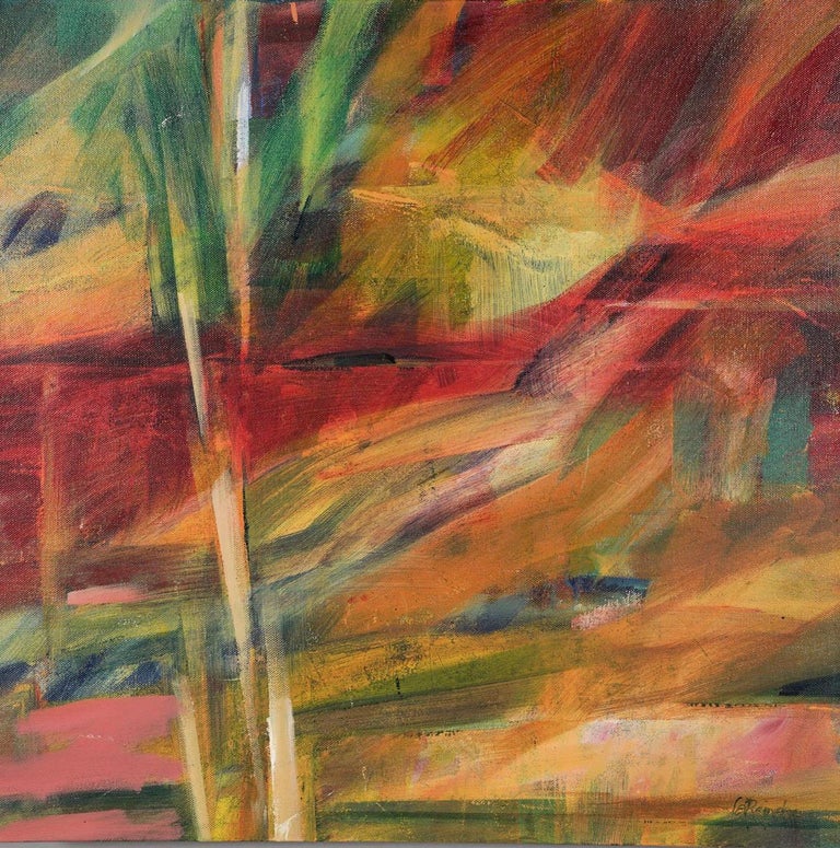 Contemporary Abstract Red Sky Painting For Sale at 1stDibs