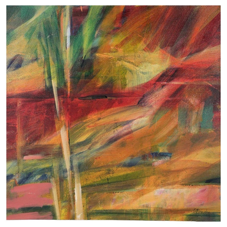 Contemporary Abstract Red Sky Painting For Sale at 1stDibs