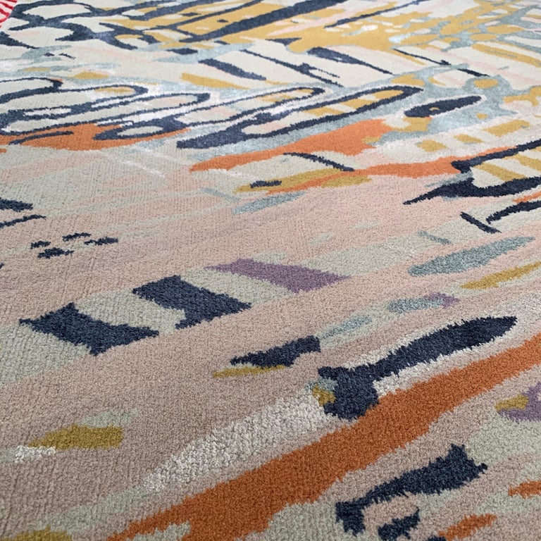 Contemporary Abstract Rug Multicolored Colorful, Handmade Silk, Wool ...