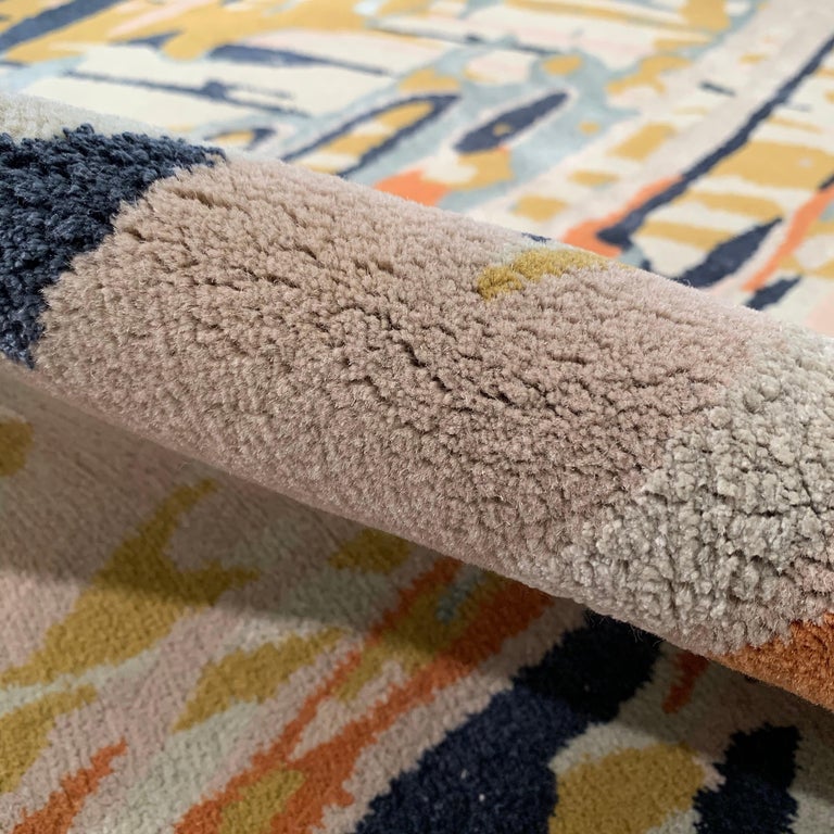 Contemporary Abstract Rug Multicolored Colorful, Handmade Silk, Wool ...