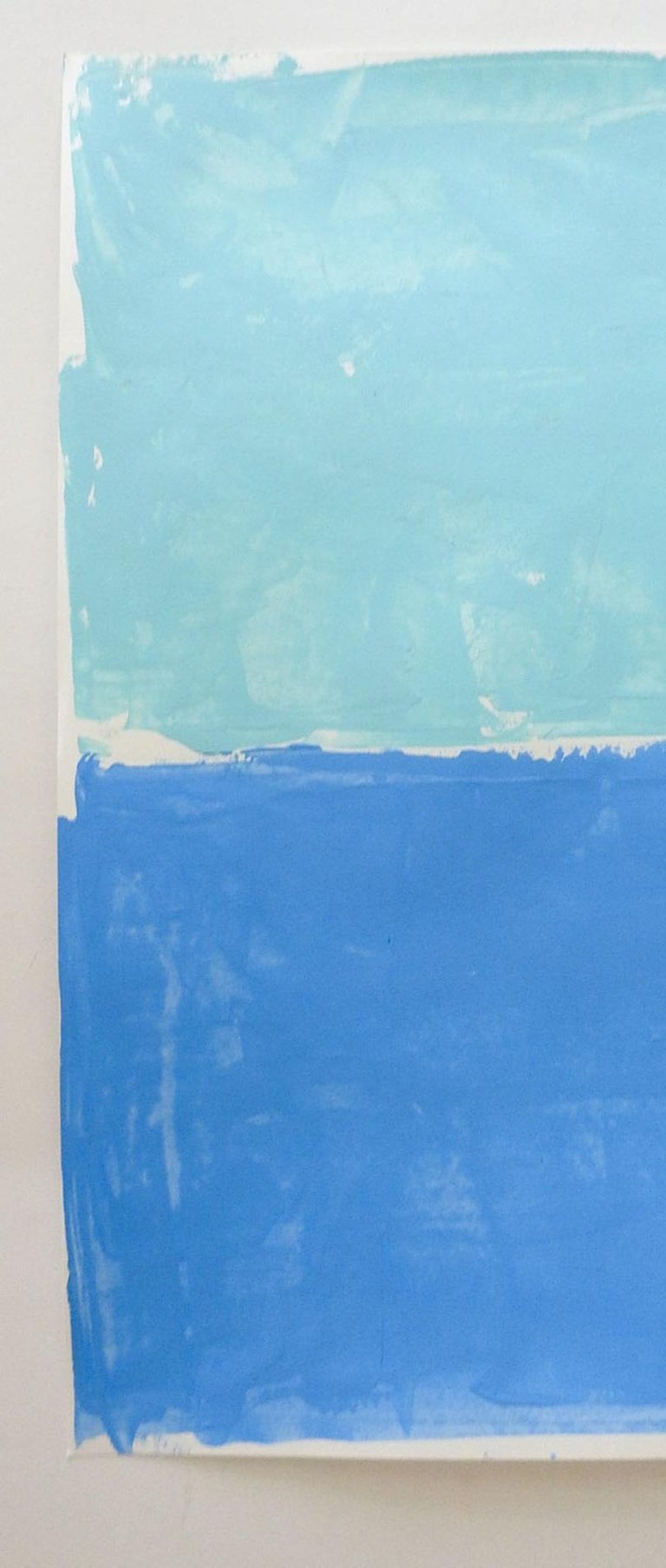 Contemporary Abstract Shapes Aqua Blue Painting For Sale at 1stDibs