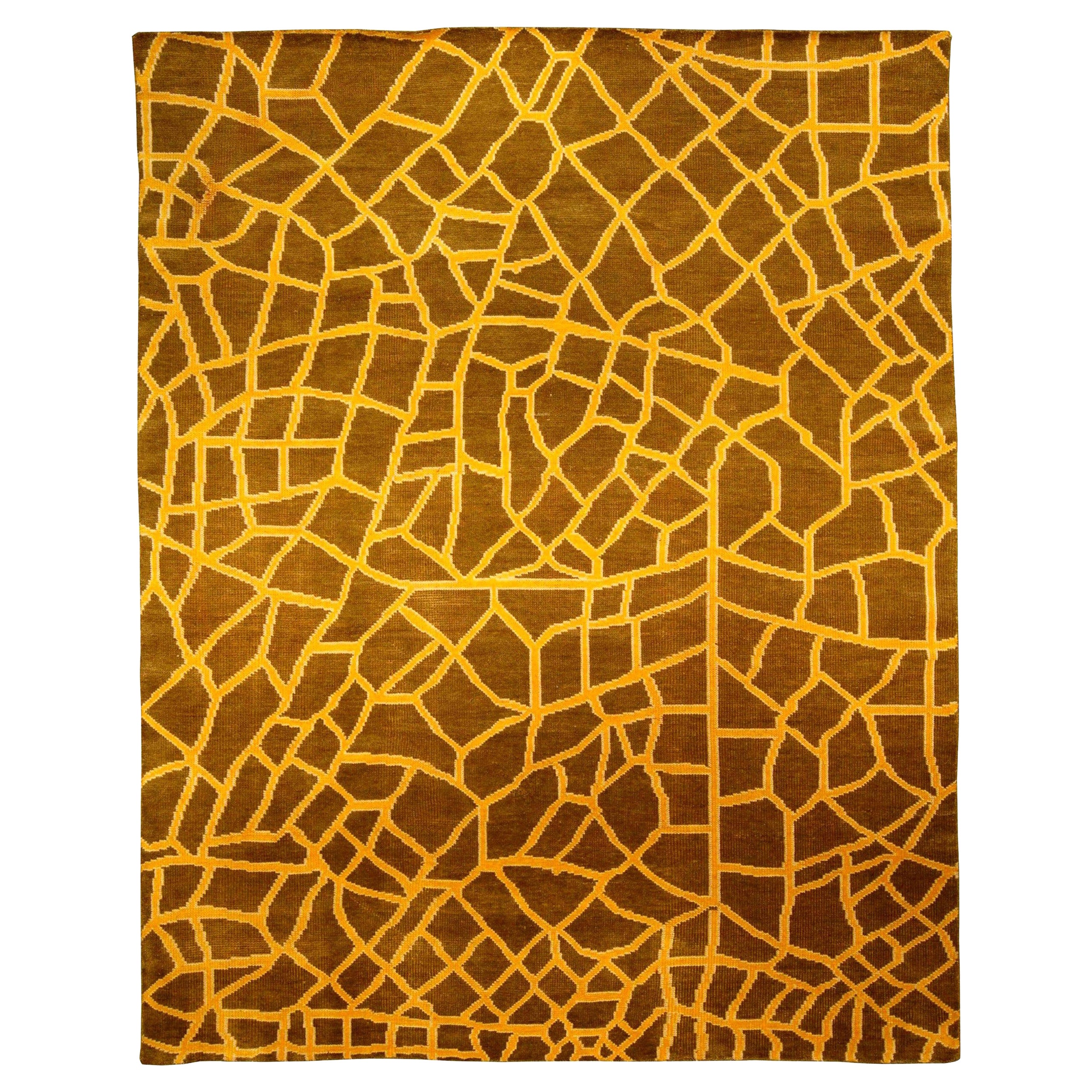 New Earth-Tone Contemporary Abstract Wool Rug For Sale at 1stDibs