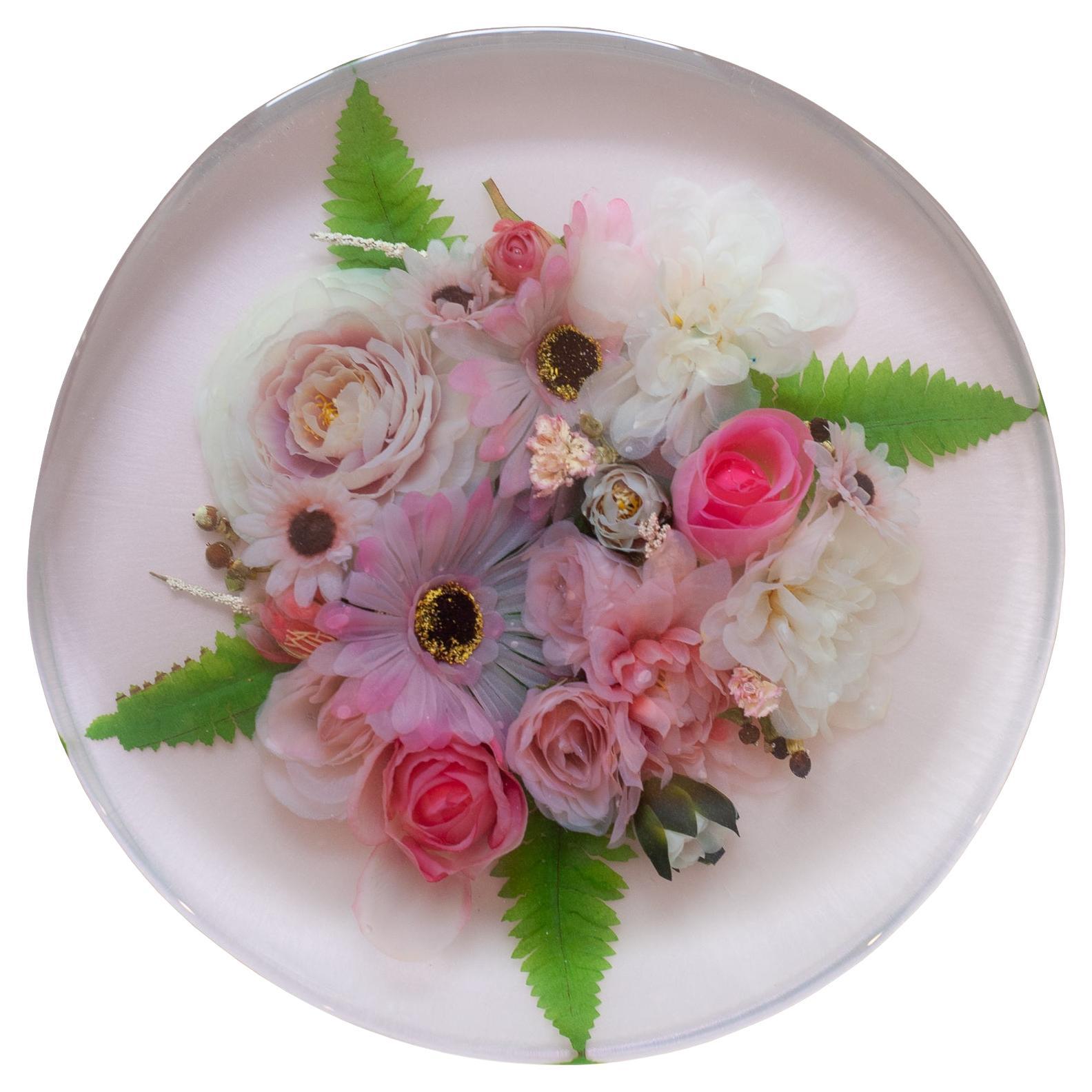 Contemporary Small Acrylic Cake Serving Plate with Faux Plants For Sale ...