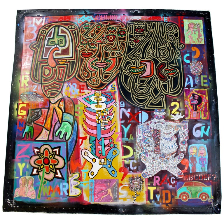 Contemporary Acrylic Graffiti Art Painting Canvas Rodney Denne ...