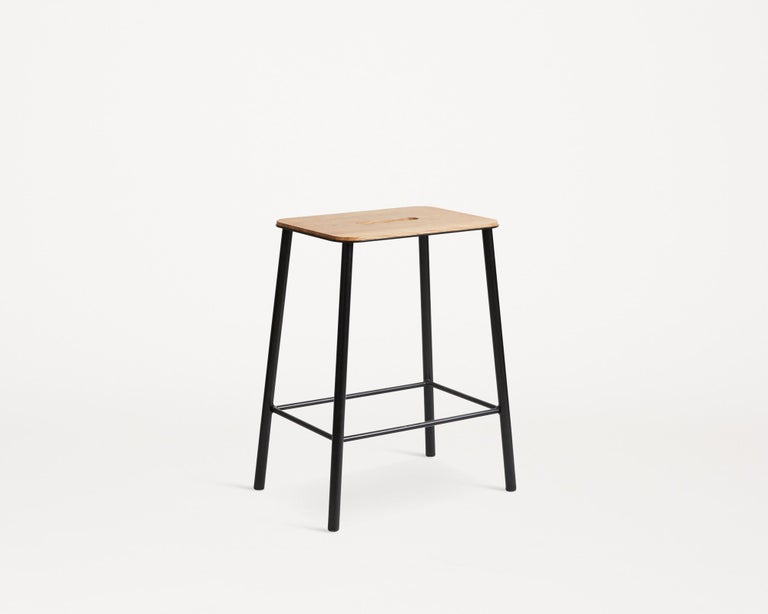 FRAMA Contemporary Minimal Design Adam Stool in Oak with Black Steel Frame H50 For Sale at 1stDibs