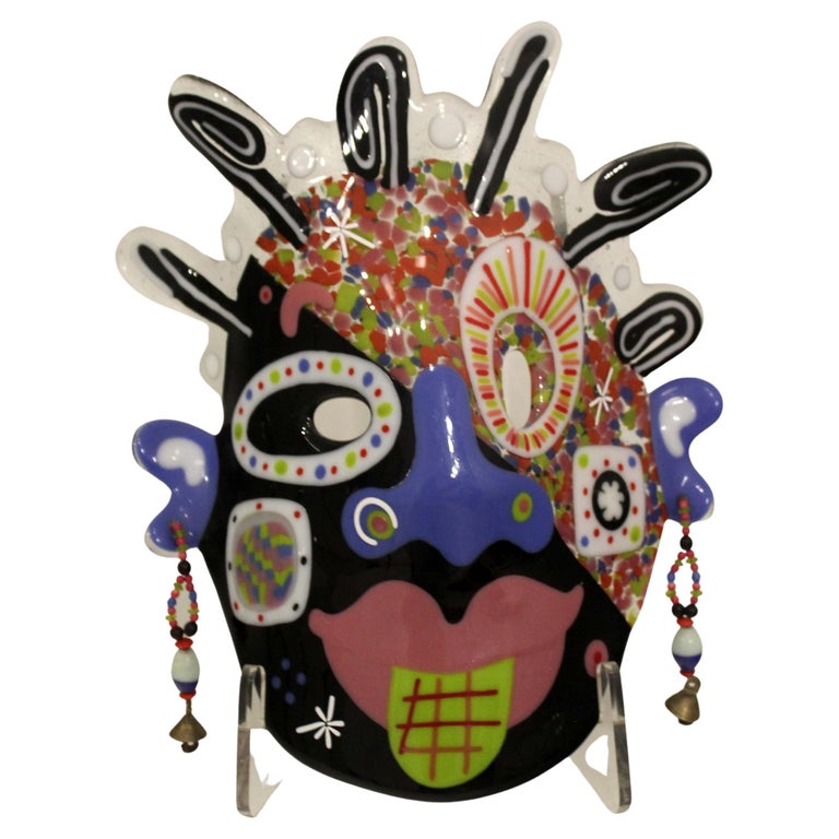Contemporary African Mask Painted and Fused Glass and Bead Designs by ...