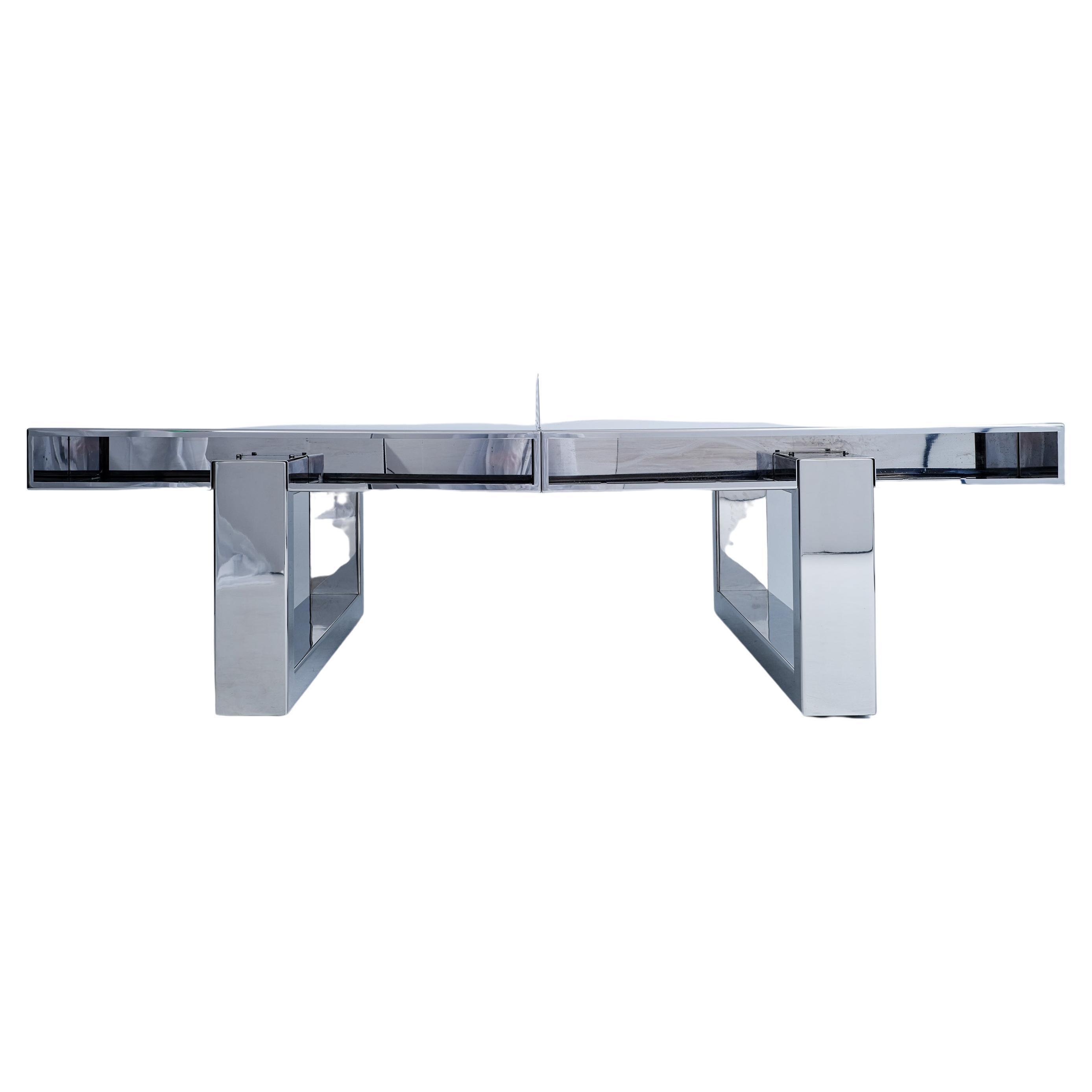 Contemporary All weather Chrome Stainless Steel Ping Pong Table For ...