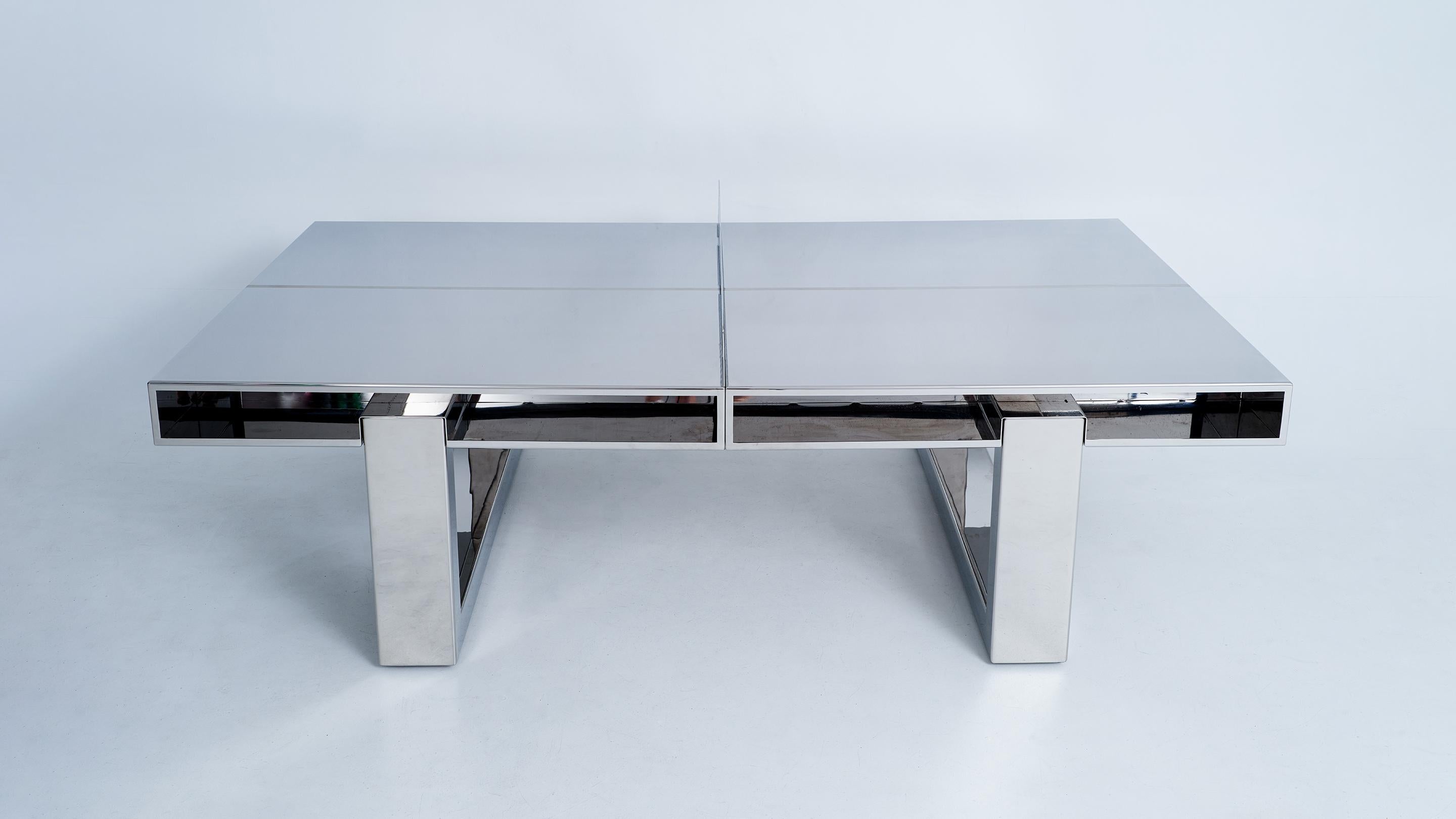 Contemporary All weather Chrome Stainless Steel Ping Pong Table For ...