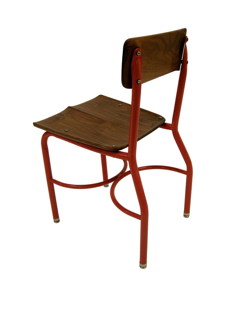 Contemporary American School House Chair, Walnut, Powder Coated ...
