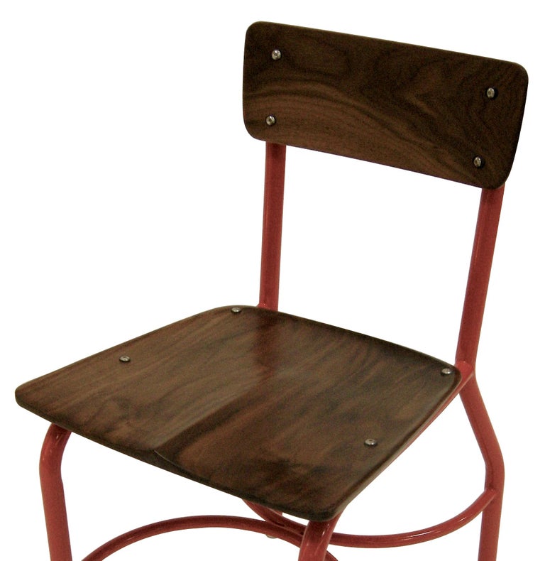 Contemporary American School House Chair, Walnut, Powder Coated ...