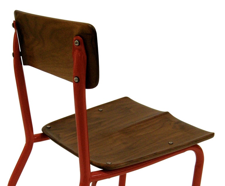 Contemporary American School House Chair, Walnut, Powder Coated ...