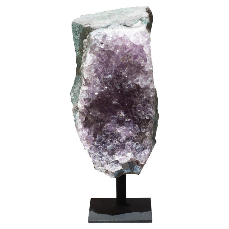 Contemporary Amethyst Specimen with Black Steel Base For Sale at 1stDibs