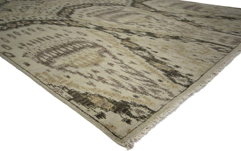 New Contemporary Ikat Area Rug with Modern Transitional Style For Sale ...