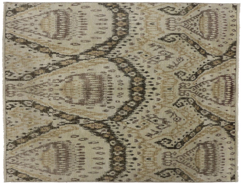 New Contemporary Ikat Area Rug with Modern Transitional Style For Sale ...