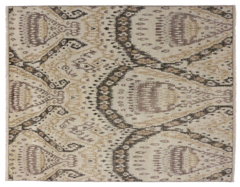 New Contemporary Ikat Area Rug with Modern Transitional Style For Sale ...