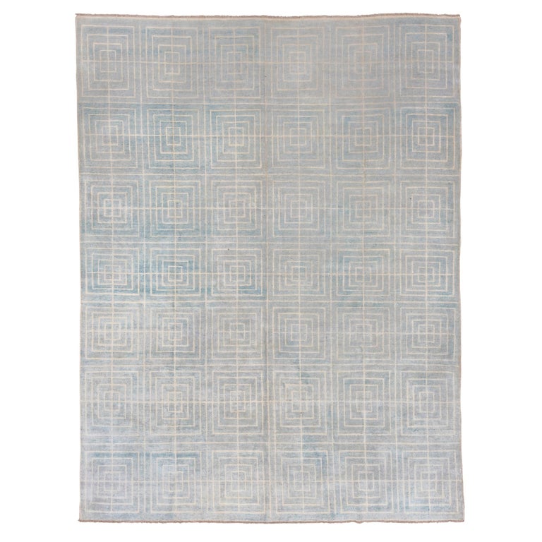 Contemporary and Modern Finely Woven Blue Carpet For Sale at 1stDibs