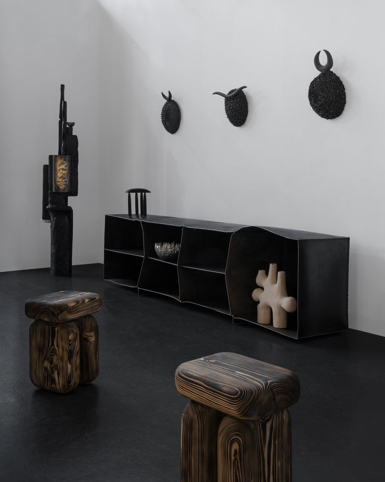 Contemporary and Tangible Burned Spruce Wooden Tiger Stool by Lisa ...