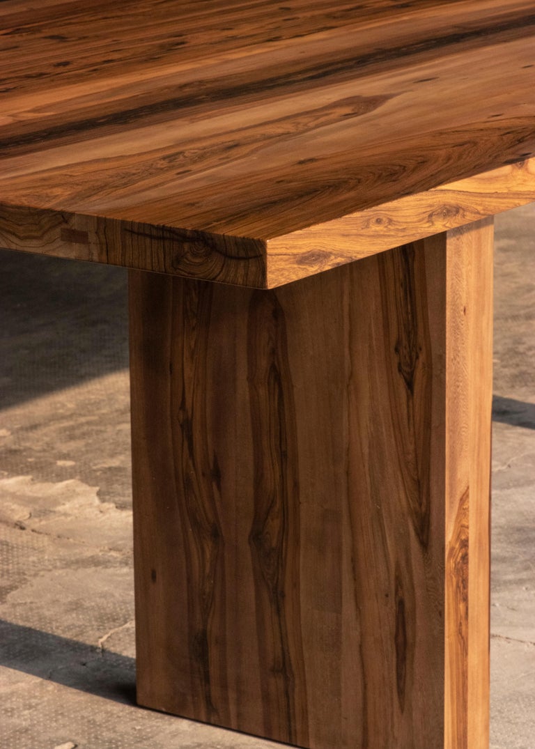 Exotic Wood Twin Pedestal Modern Minimal Dining Table from Costantini ...