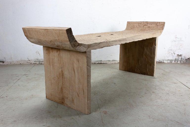 Contemporary Antic Style Bench in Solid Oak, Light, 'Custom Size' For ...