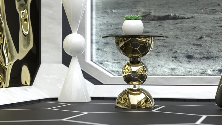 Contemporary Apollo Table in Polished Stainless Steel For Sale at 1stDibs