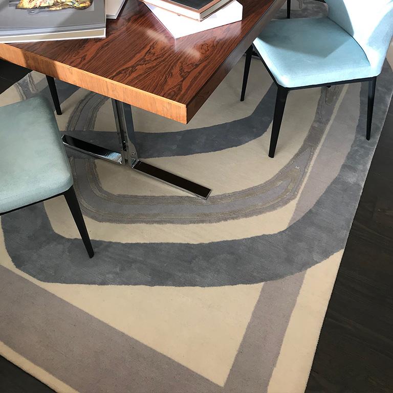 Contemporary Area Rug in Taupe Silver Grays, Handmade of Silk and Wool ...