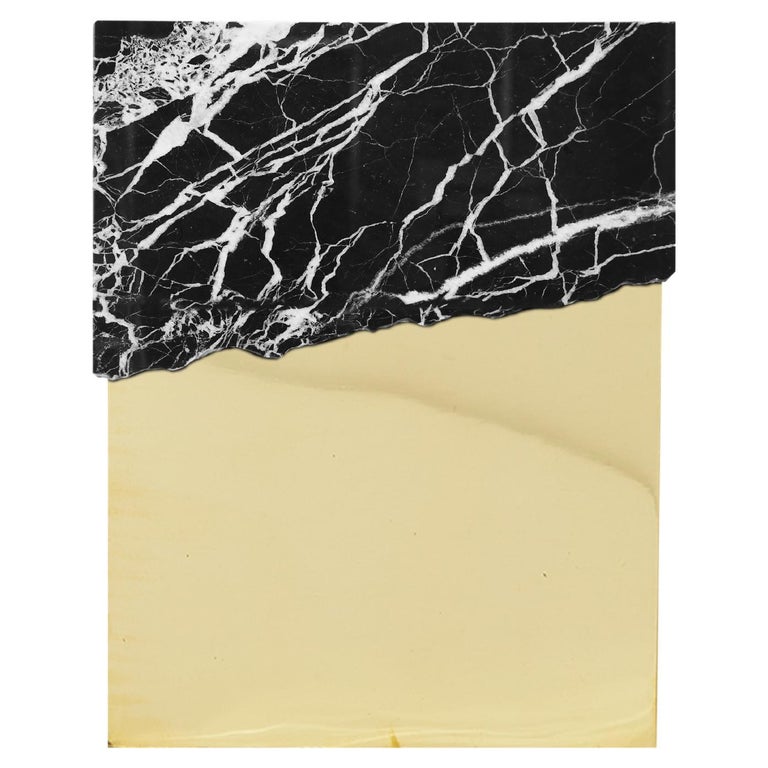 Contemporary Argentina Pedestal in Live Edge Marble and Polished Brass ...