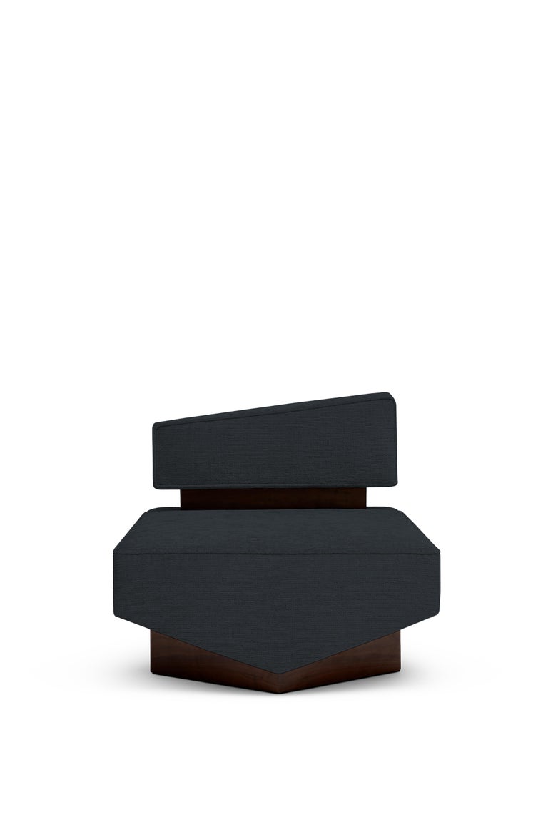Contemporary Armchair 'Divergent' by Marta Delgado, Walnut, Navy For ...