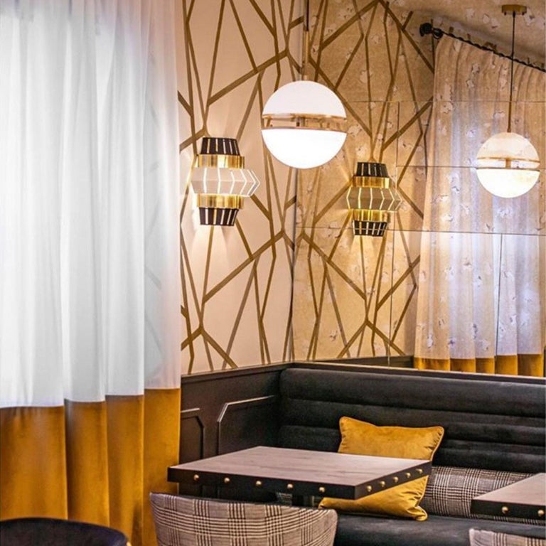 Contemporary Art Deco Inspired Comb Wall Sconce Ivory and Polished ...