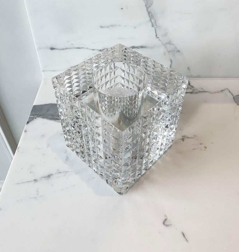 Contemporary Art Glass Cut Crystal Square Pyramid Faceted Vase by ...